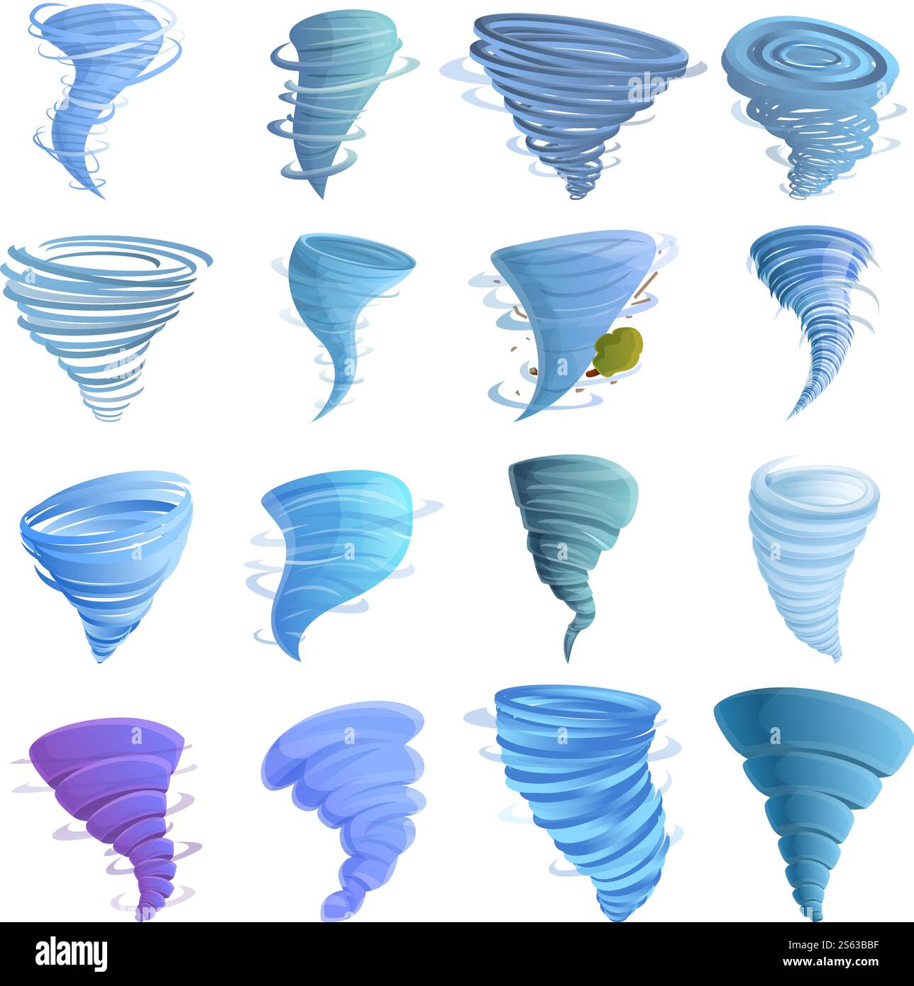 Tornado icons set. Cartoon set of tornado vector icons for web design ...