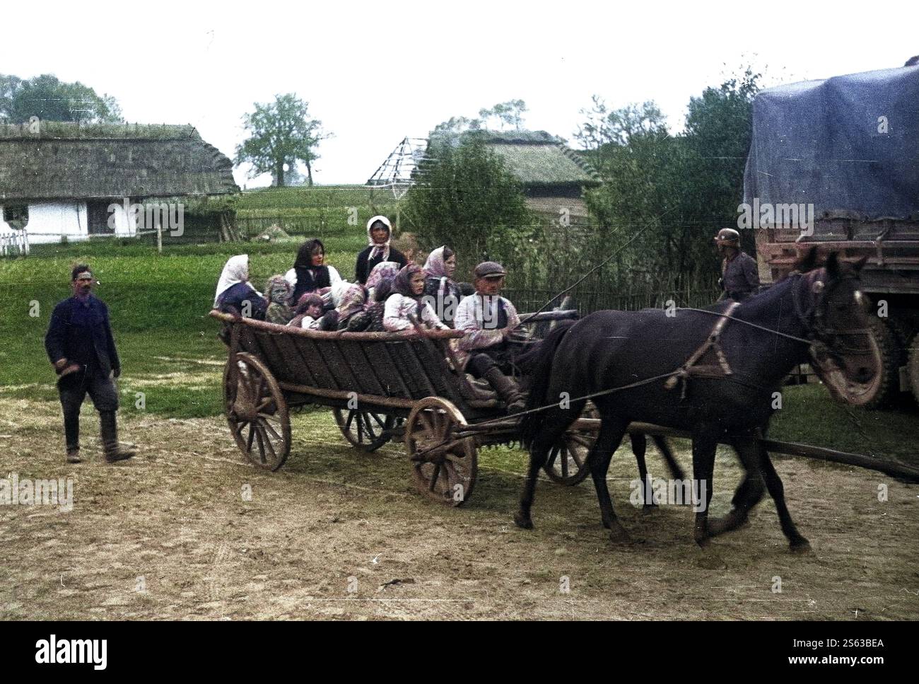 German invasion of Poland 1939 WW2 Local people farming families ...