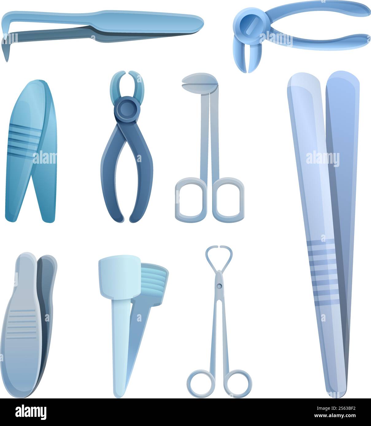 Forceps icons set. Cartoon set of forceps vector icons for web design ...