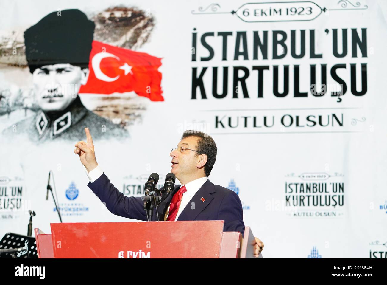 ISTANBUL, TURKIYE - OCTOBER 06, 2024: Istanbul Mayor Ekrem Imamoglu ...