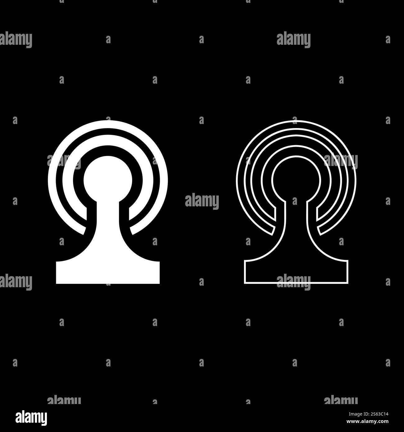 Broadcasting Wireless device Radio wave icon outline set white color ...