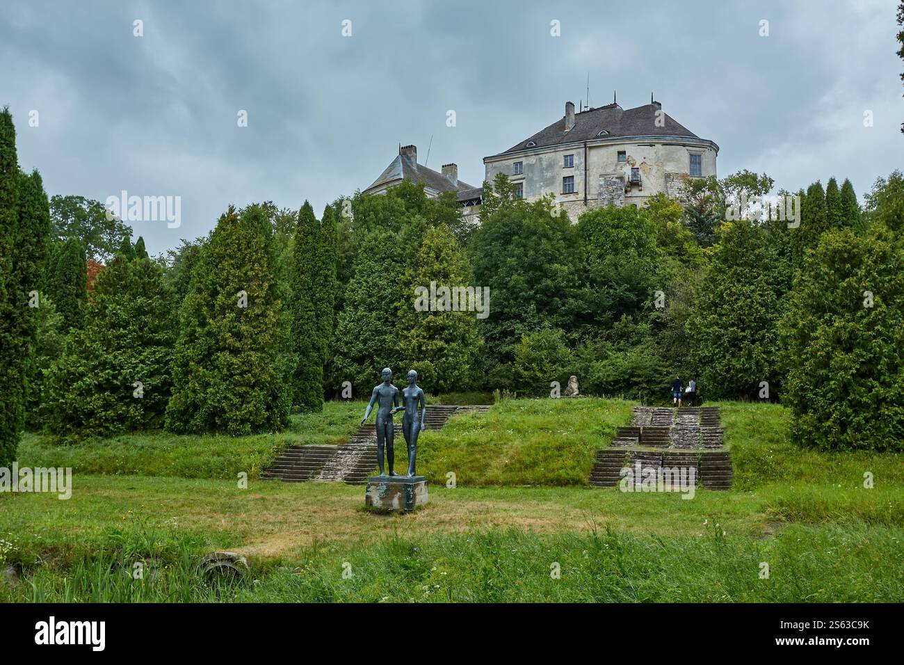 Beautiful old castle on a cloudy sky background. Ukraine. Attractions ...