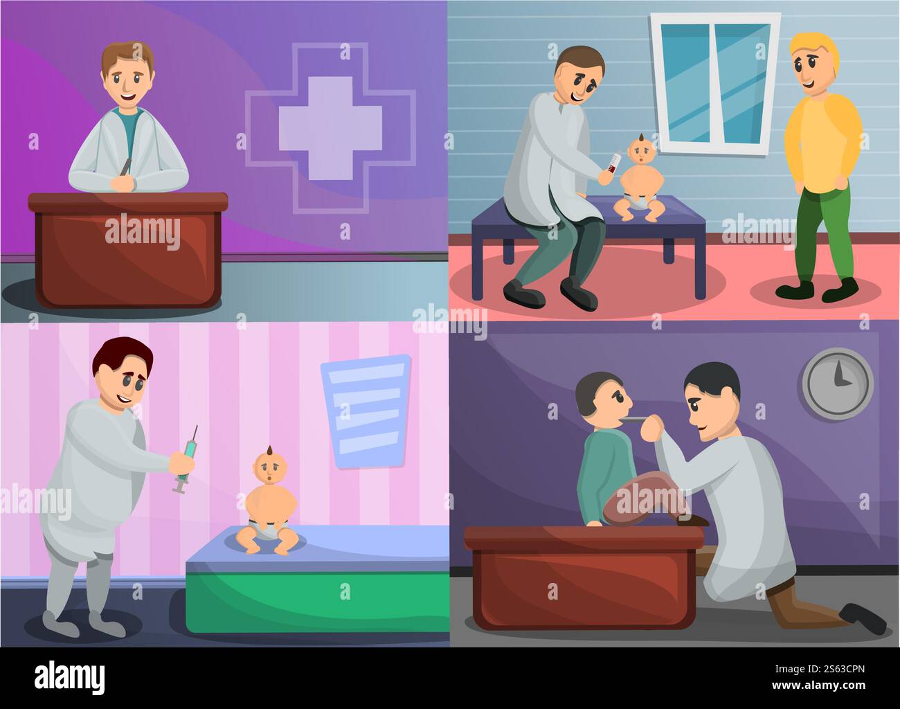 Pediatrician banner set. Cartoon illustration of pediatrician vector ...