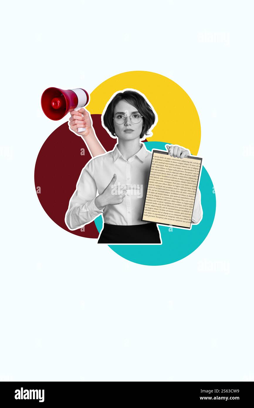 Poster sketch image artwork 3D photo collage of young woman finger ...