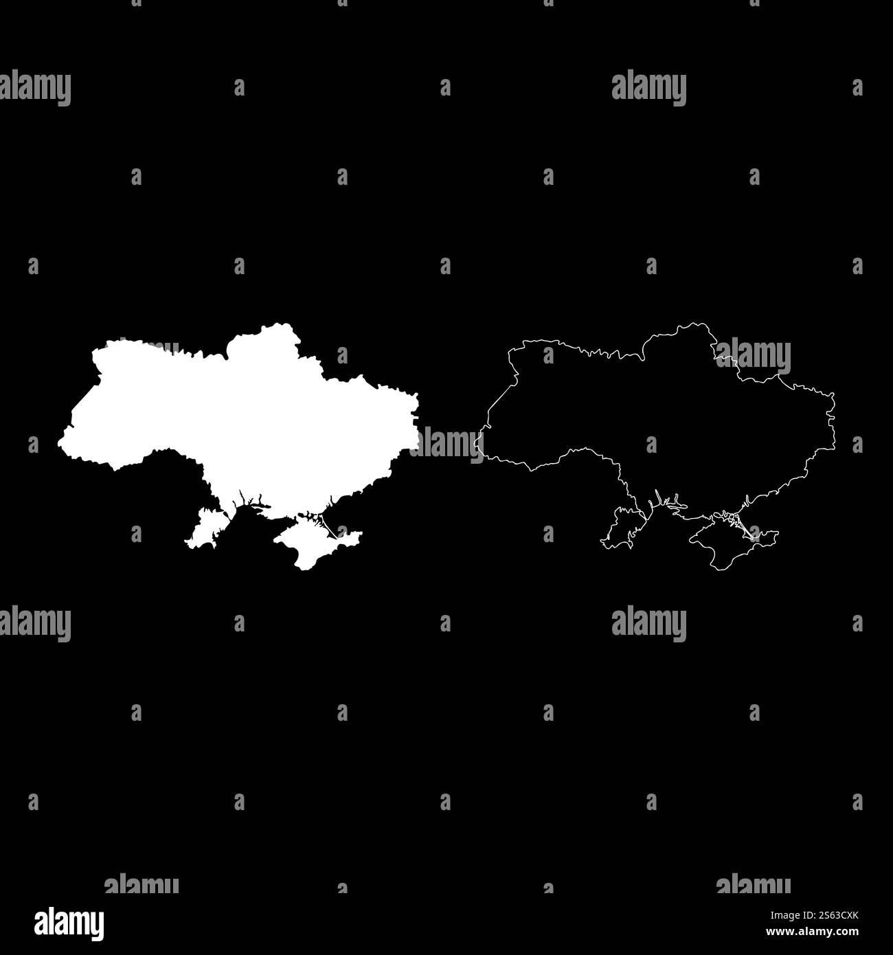 Map Ukraine icon outline set white color vector illustration flat style ...