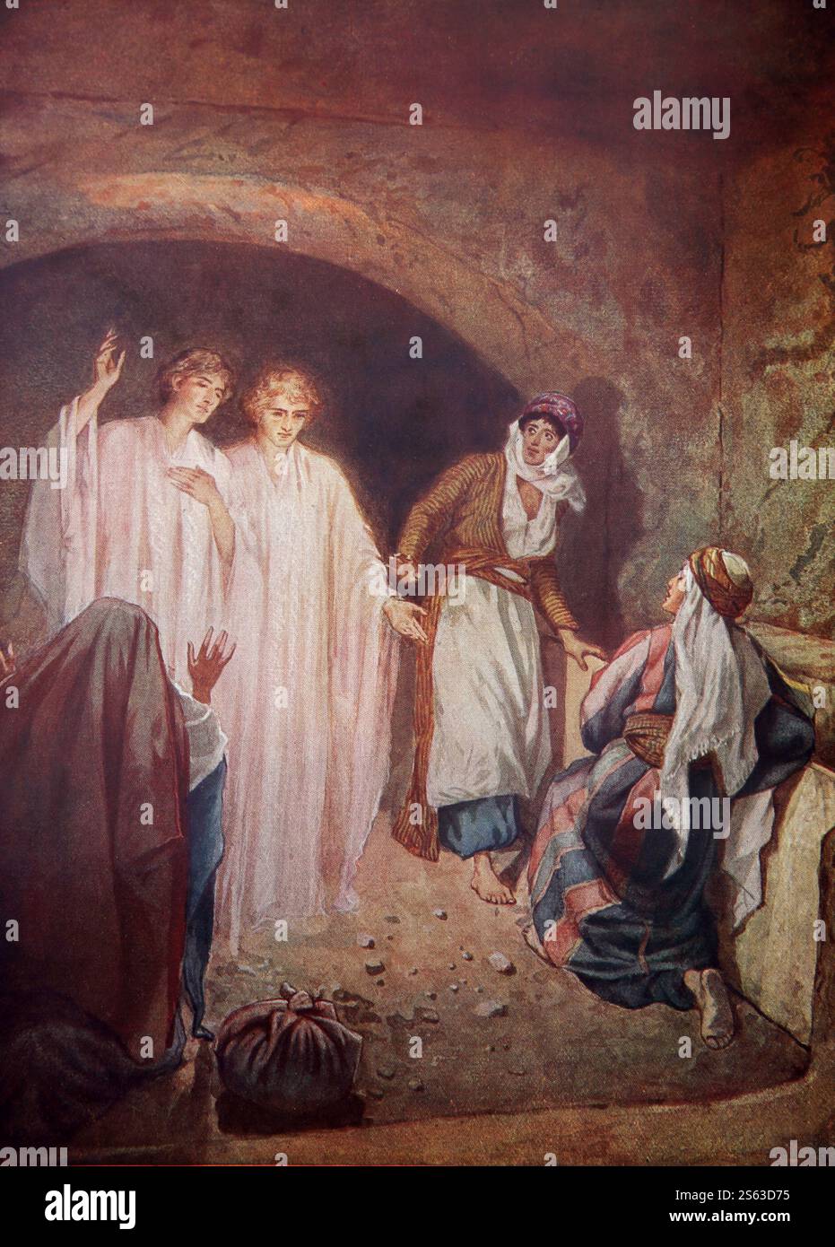 Colour Plate of The Empty Tomb and the Angel Telling the Three Marys that Jesus Christ has Risen ...
