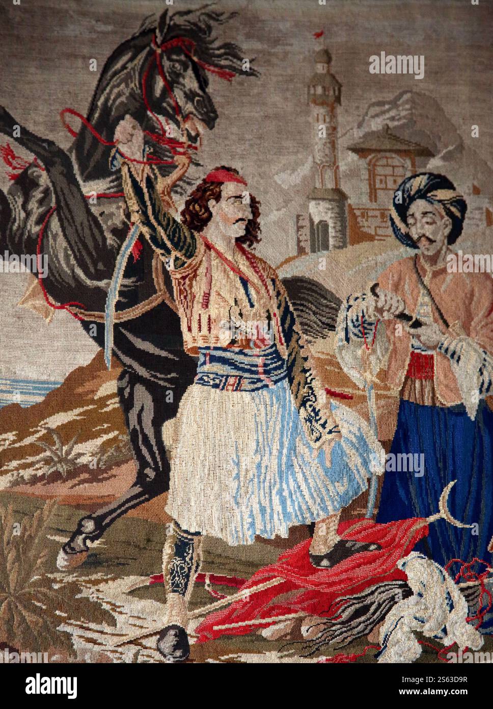 Victorian Tapestry of the Turks surrendering to the Greeks in the Greek ...