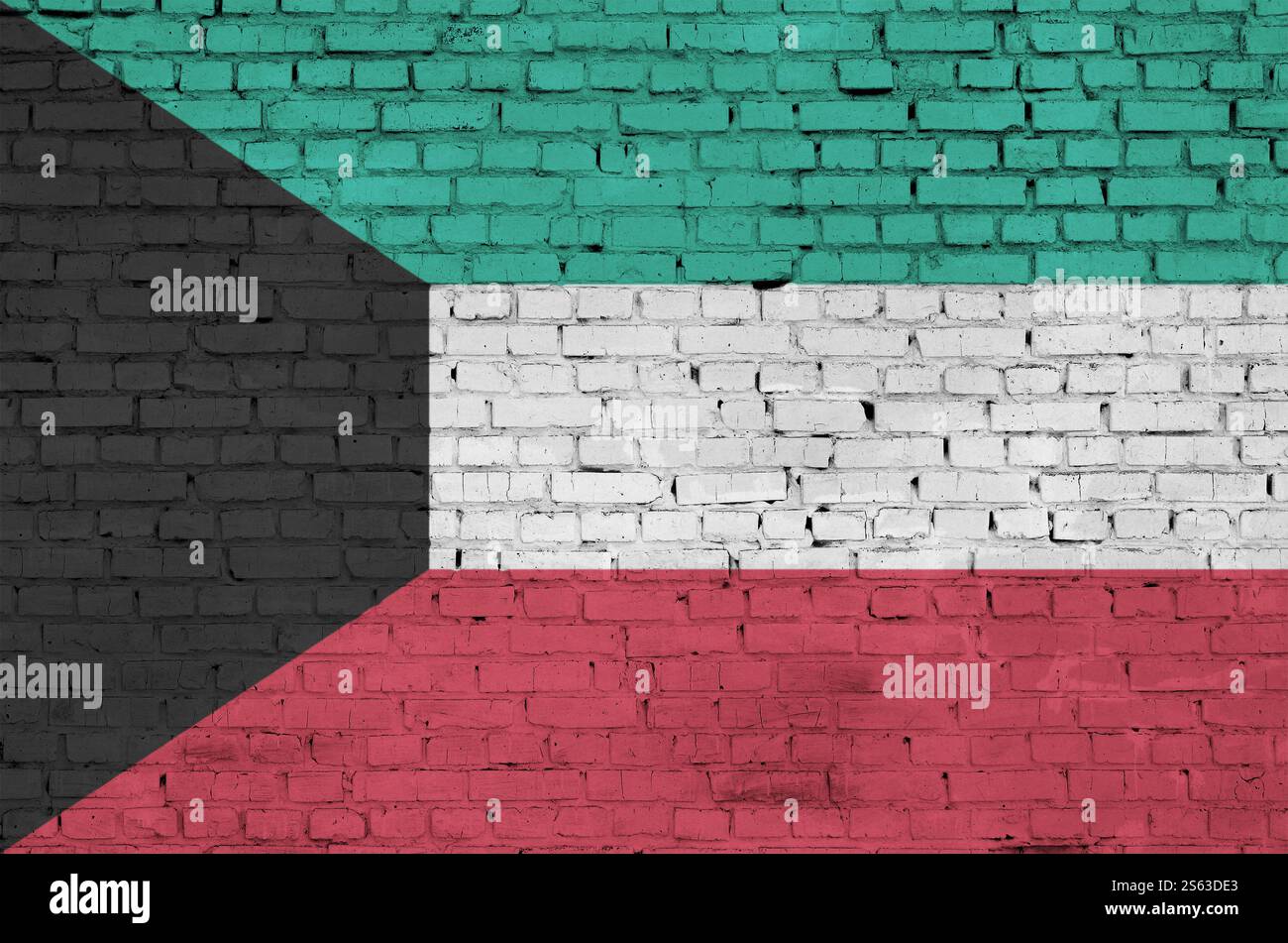 Kuwait flag is painted onto an old brick wall Stock Photo - Alamy