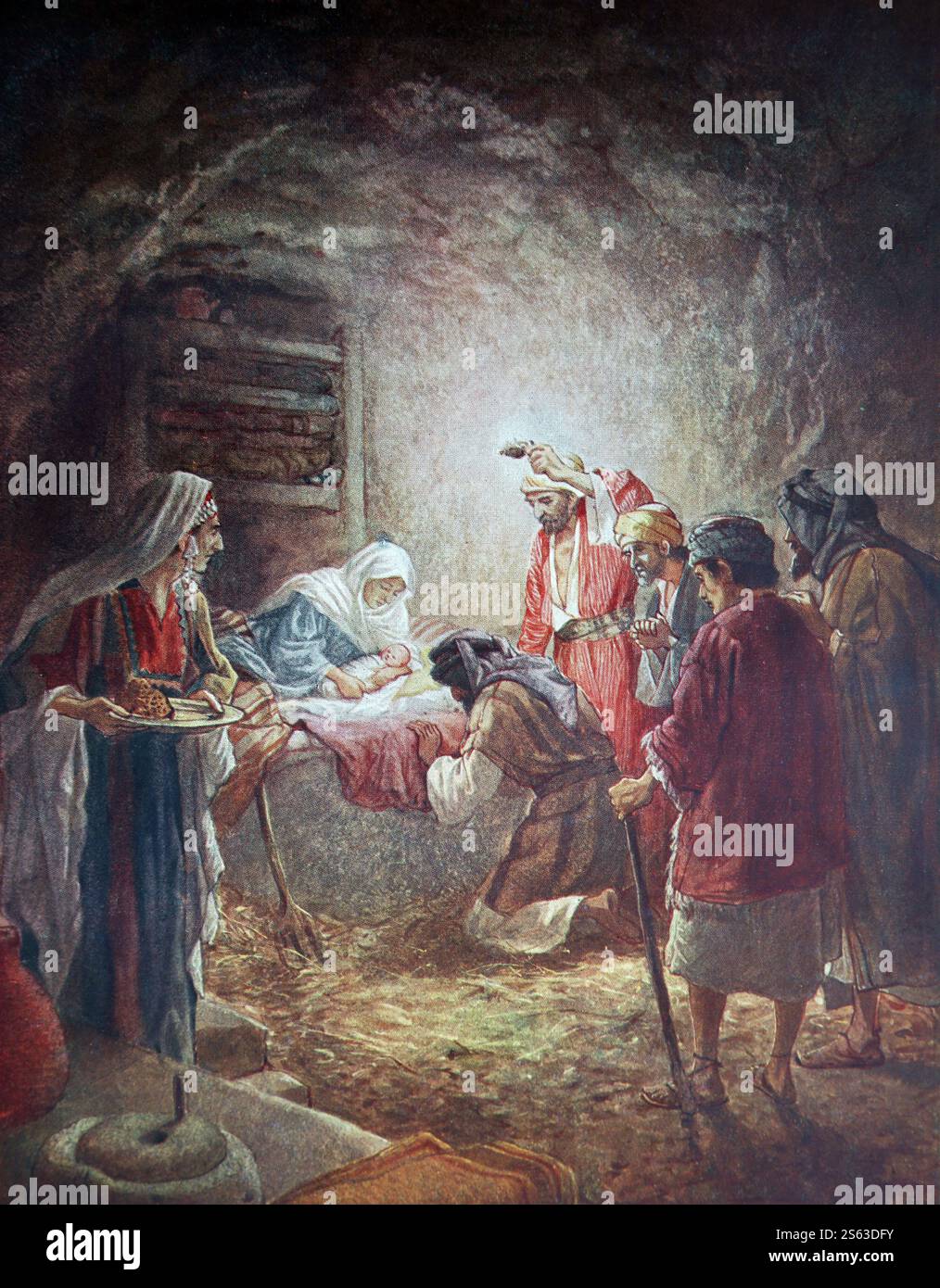 Colour Plate of The Nativity (Luke ) The Shepherds Came In to See the ...