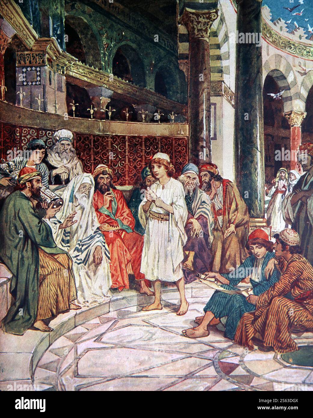 Colour Plate of Child Jesus Sitting in the Midst of the Doctors in the ...