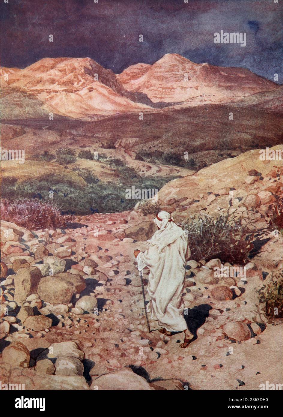 Colour Plate of Jesus Christ going Forth into the Wilderness (Matthew ...