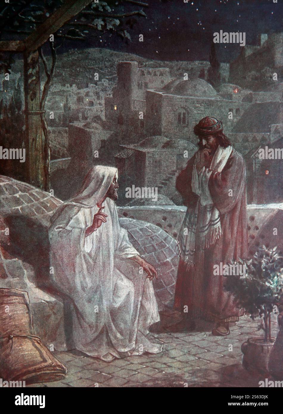 Colour Plate of Nicodemus Came to Jesus Christ (John) by Night (John ...