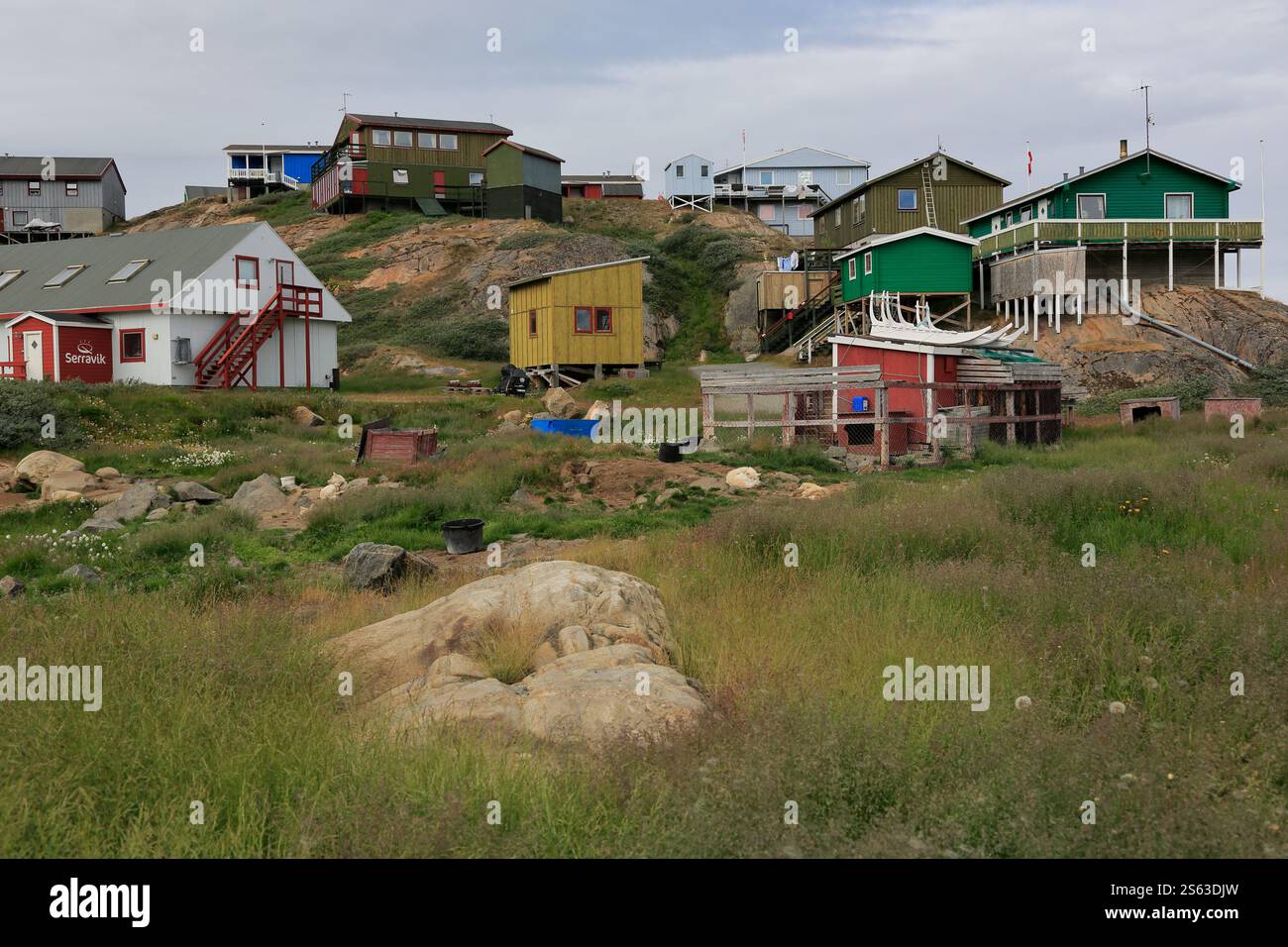 Colorful wooden houses in the town of Sisimiut.the second largest city ...