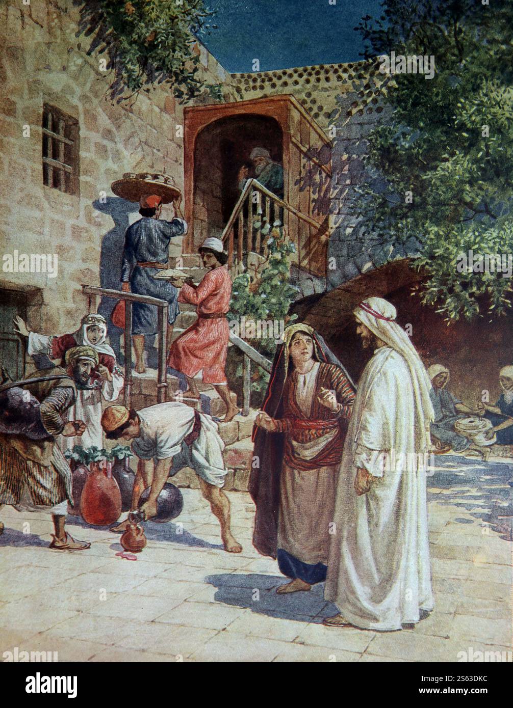 Colour Plate of The Marriage at Cana Where Jesus performed his first ...