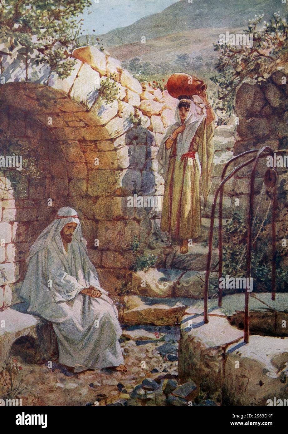 Colour Plate of Jesus Christ and the Woman of Samaria (Gospel of John ...