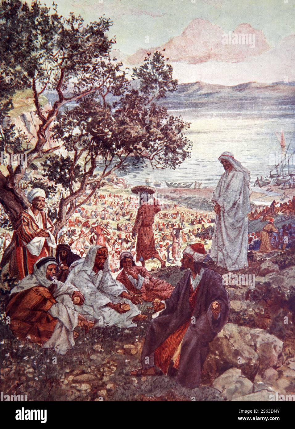Colour Plate of Jesus Christ and his Apostles Feeding the Multitude ...