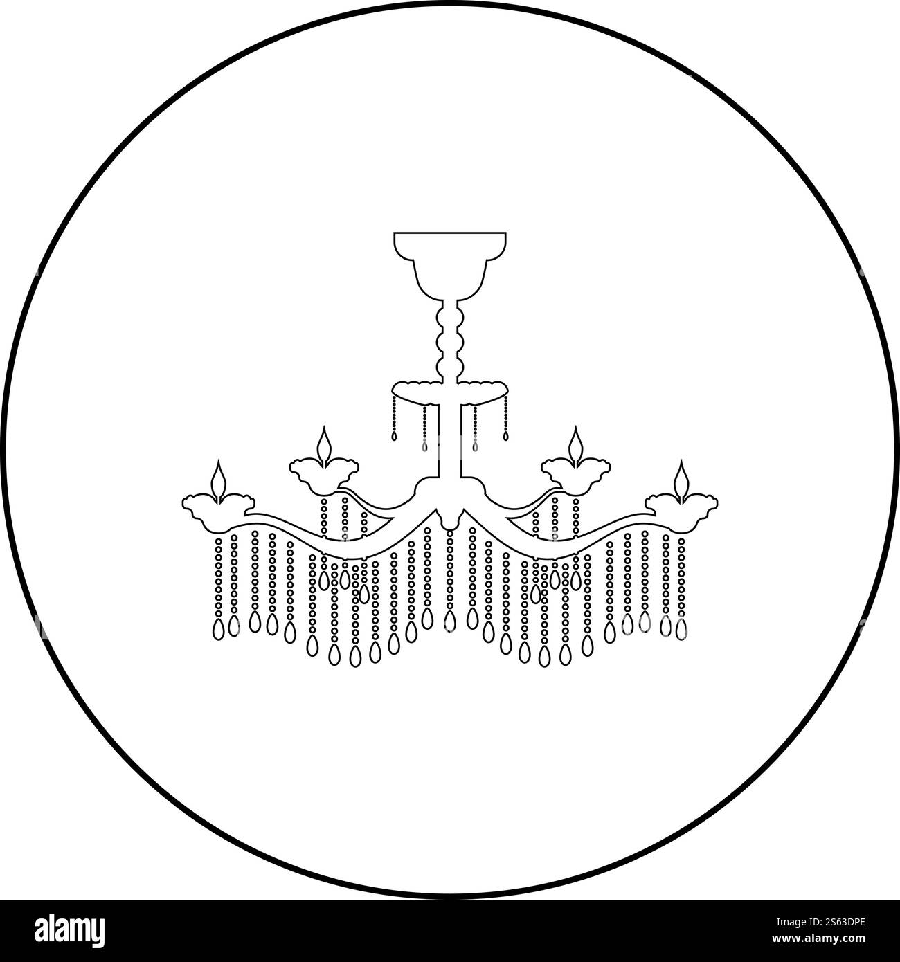 Chandelier icon in circle round outline black color vector illustration ...