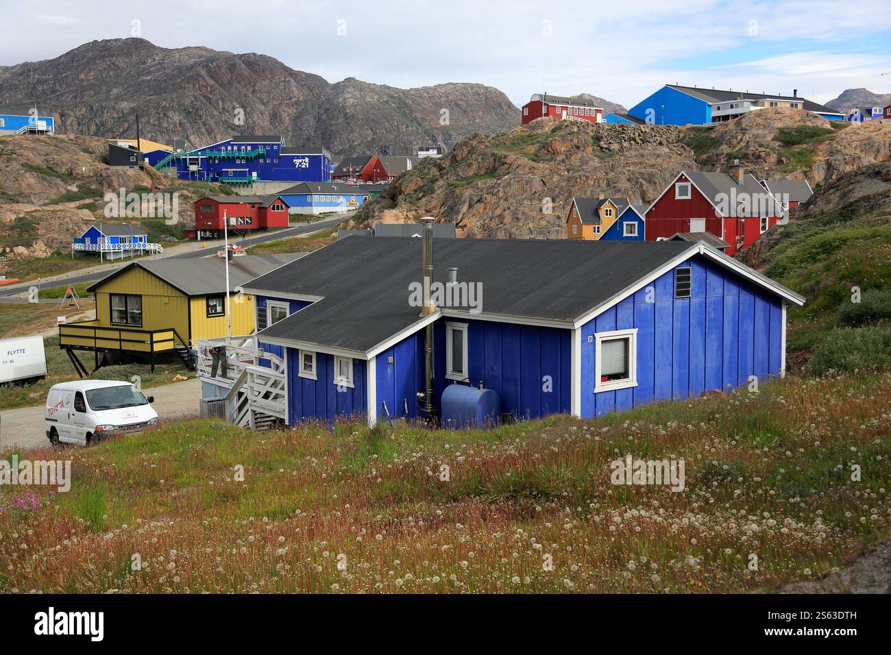 Colorful wooden houses in the town of Sisimiut.the second largest city ...