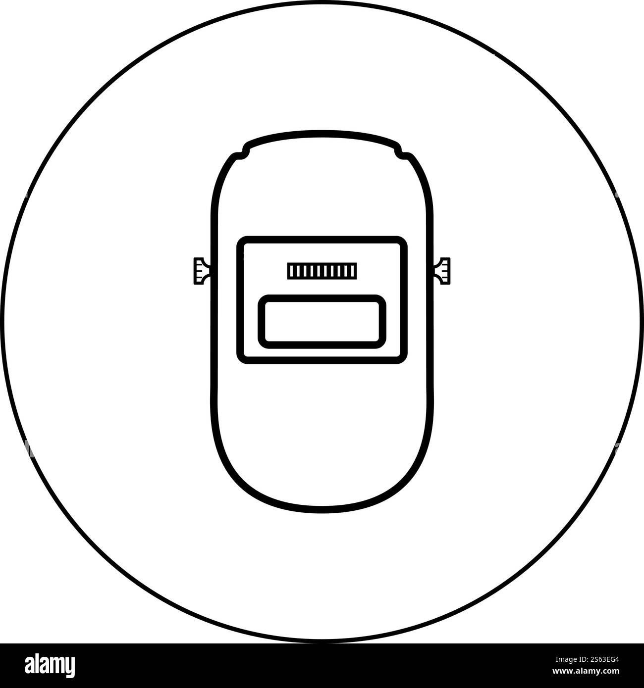 Welding mask Welder face shield Individual protection icon in circle round outline black color ...