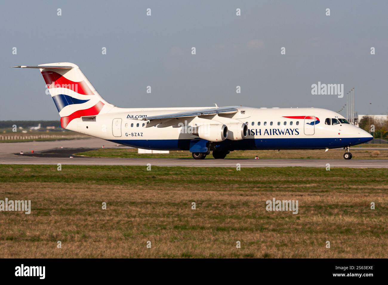 British Airways Avro RJ100 with registration G-BZAZ on take off roll on ...