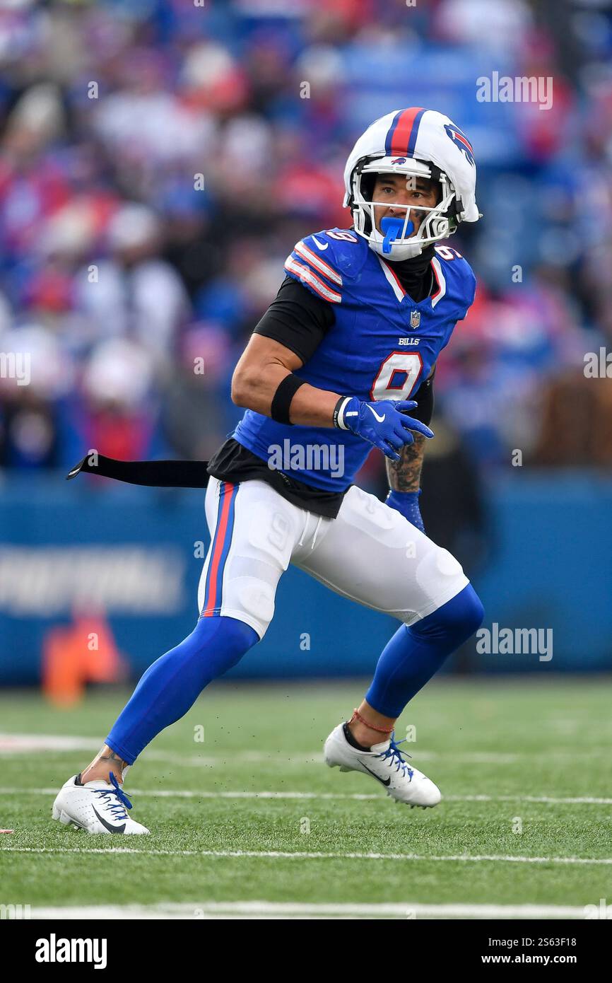 Buffalo Bills safety Taylor Rapp (9) runs on the field during the ...