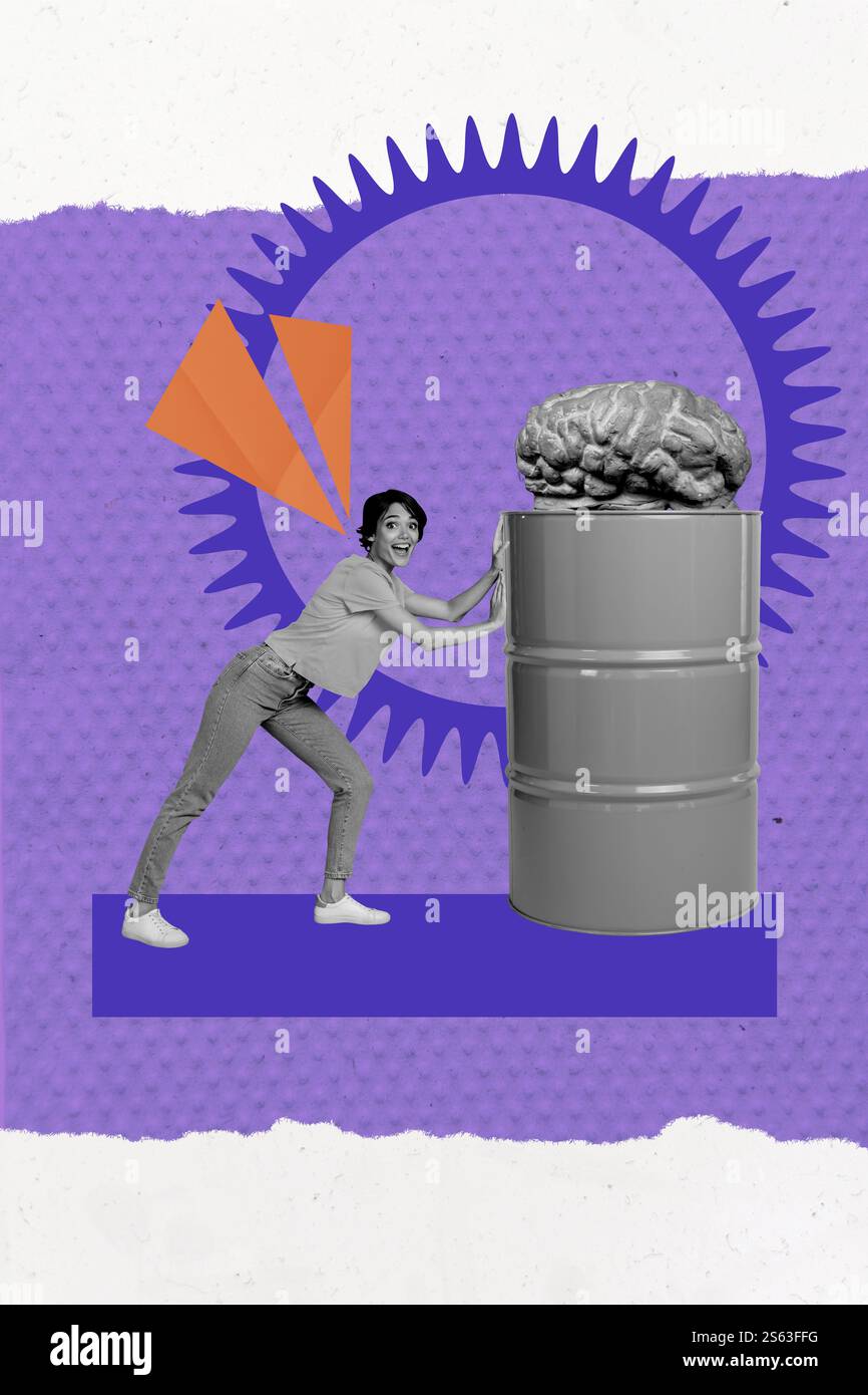 Composite trend artwork 3D sketch image photo collage of young lady ...