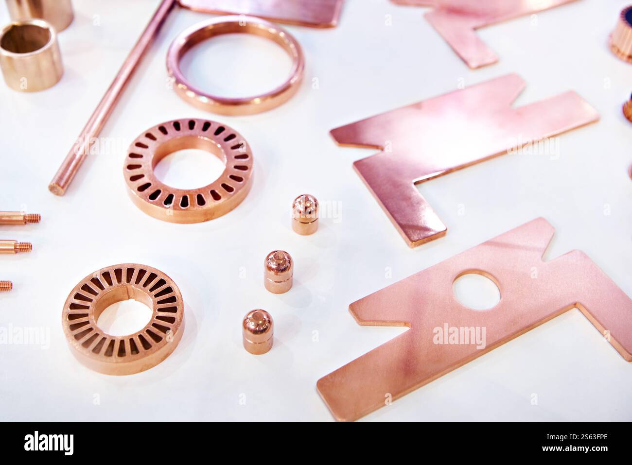 Copper parts for the electrical industry Stock Photo - Alamy