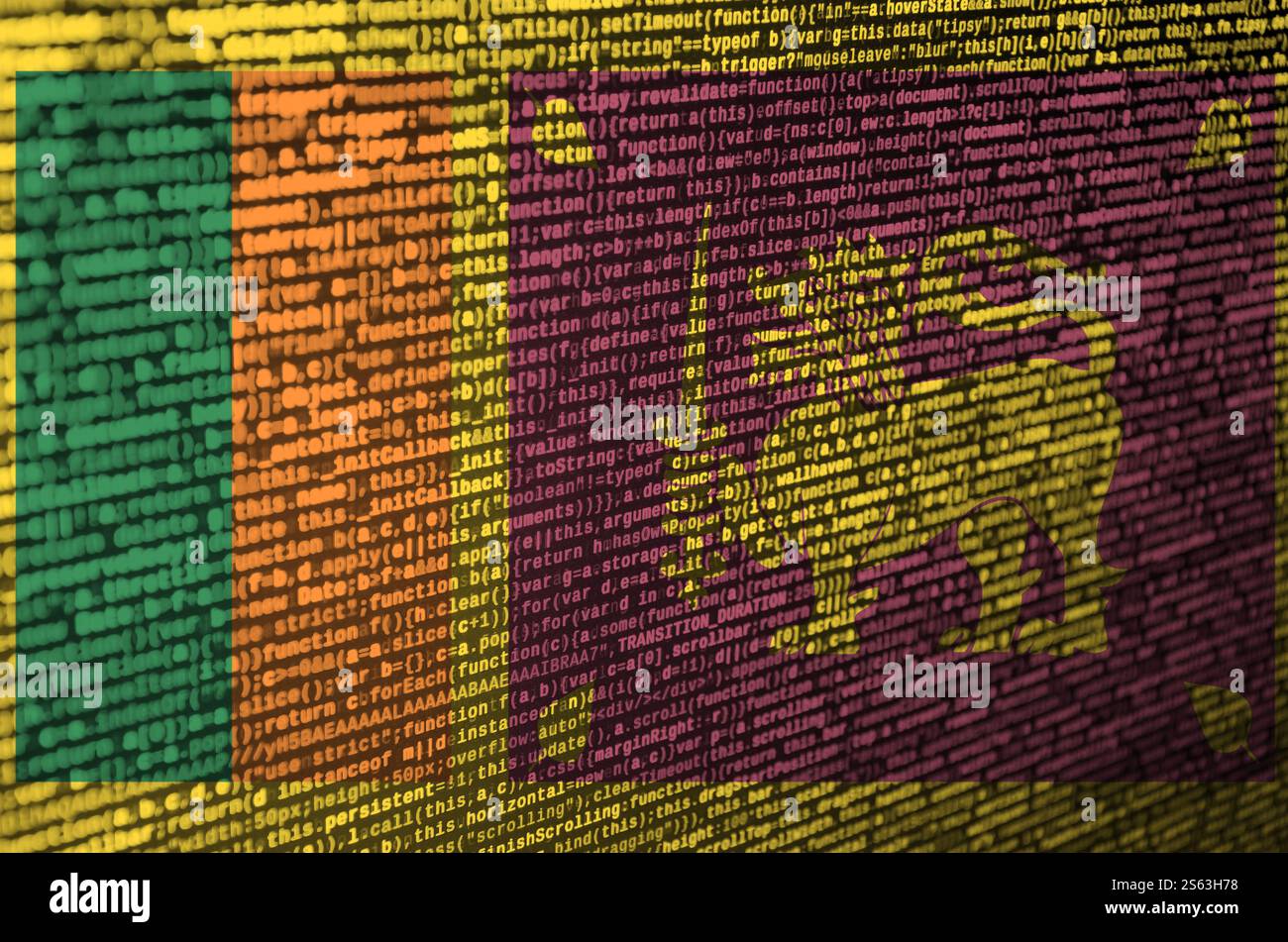 Sri Lanka flag is depicted on the screen with the program code. The ...