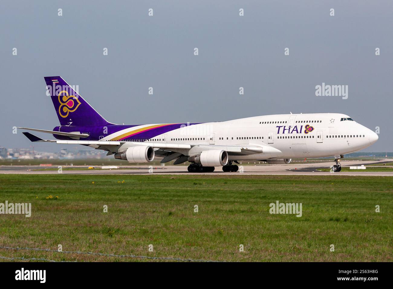 Thai Airways Boeing 747-400 with registration HS-TGH on take off roll ...
