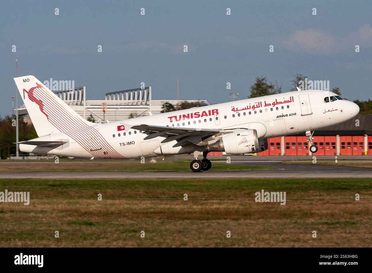 Tunisair Airbus A319-100 with registration TS-IMO on take off roll on ...