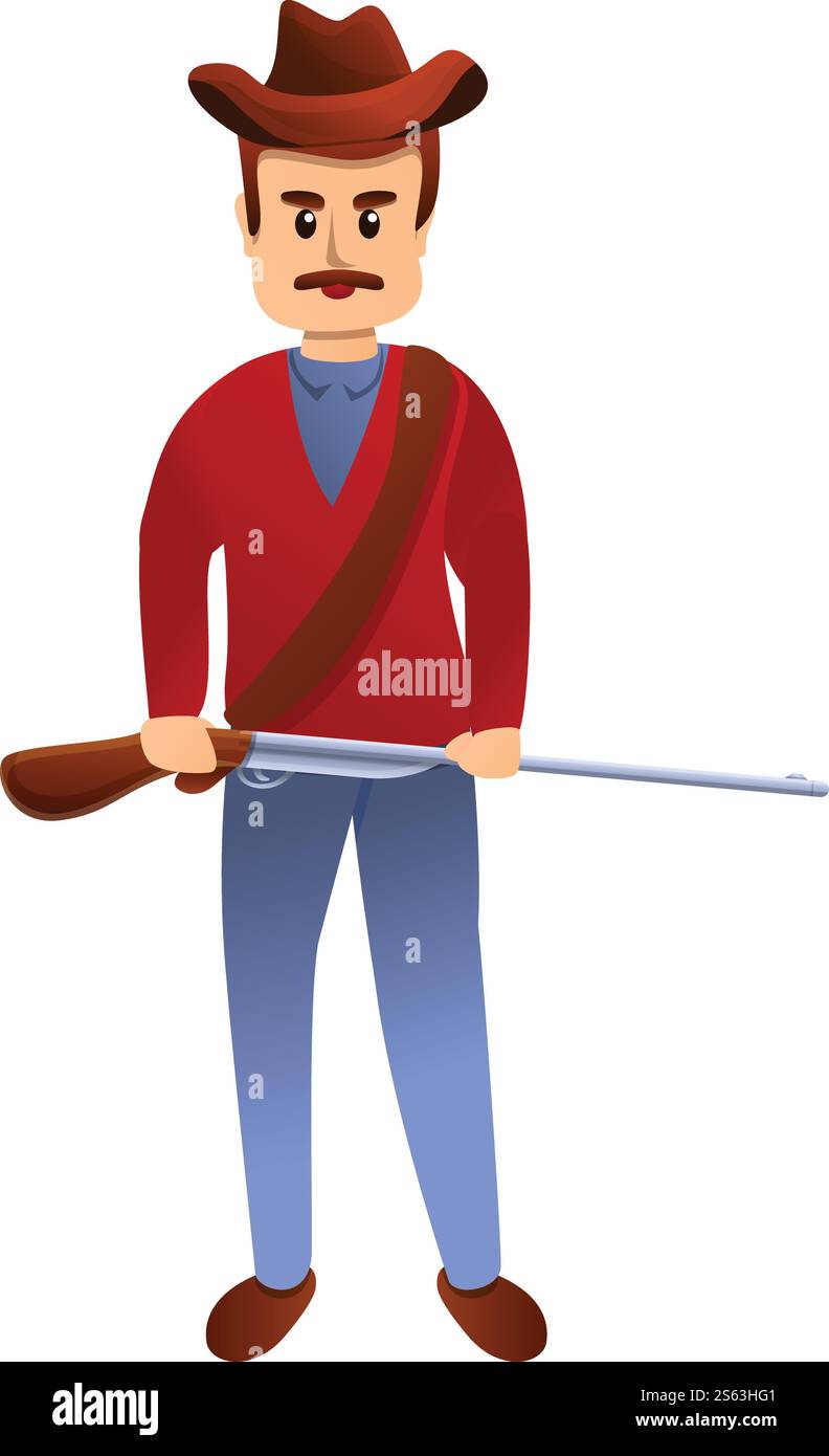 Cowboy with riffle icon. Cartoon of cowboy with riffle vector icon for ...