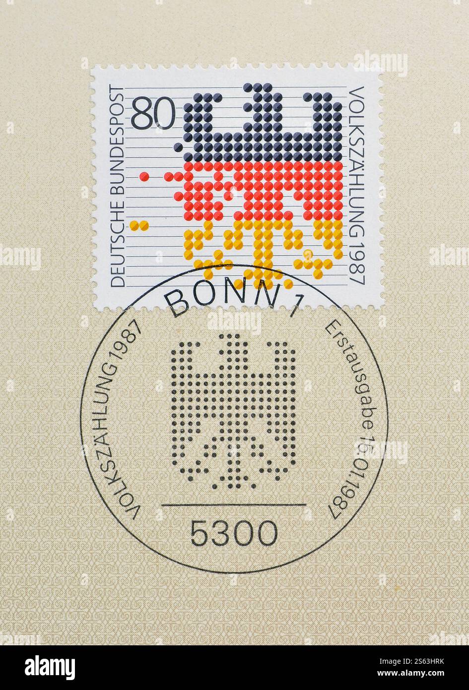 Cancelled postage stamp printed by Germany, that shows Federal Eagle ...