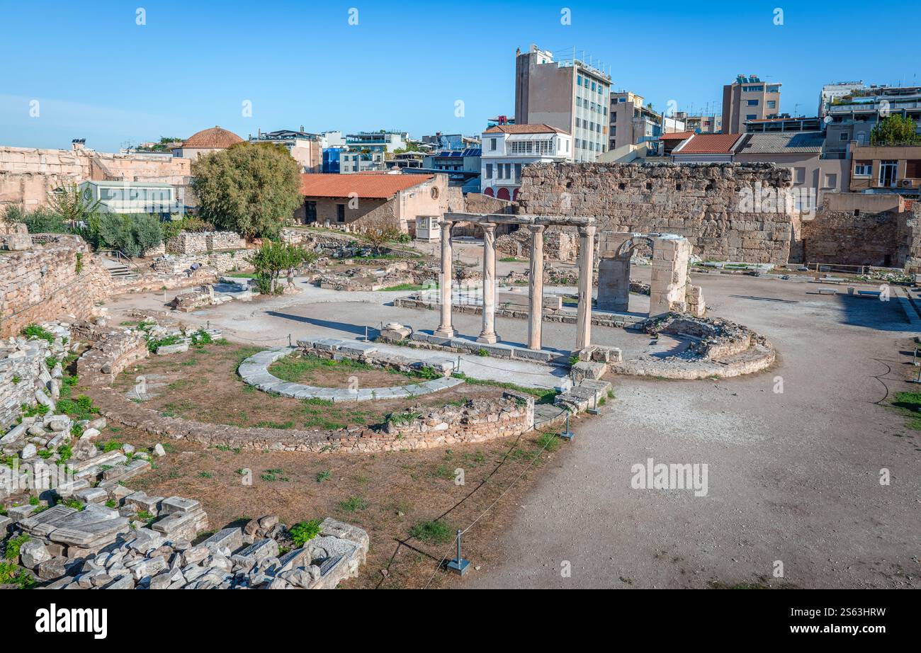 Hadrian's library in Roman Agora, built by Roman Emperor Hadrian on the ...
