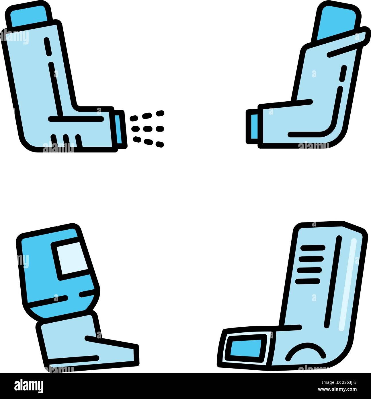 Inhaler icons set. Outline set of inhaler vector icons for web design ...