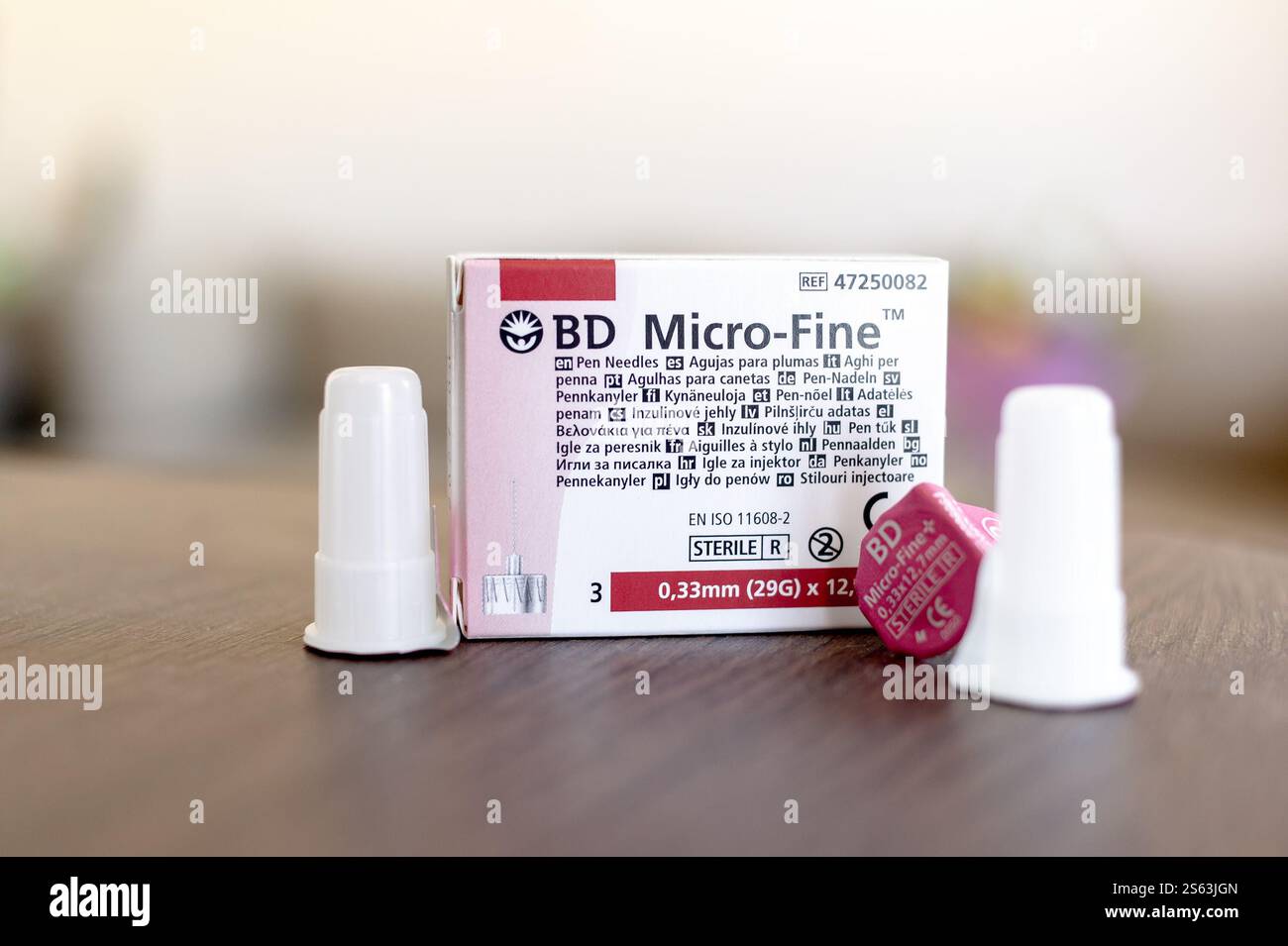 OSTRAVA, CZECHIA - DECEMBER 1, 2024: Package of BD Micro-Fine insulin ...