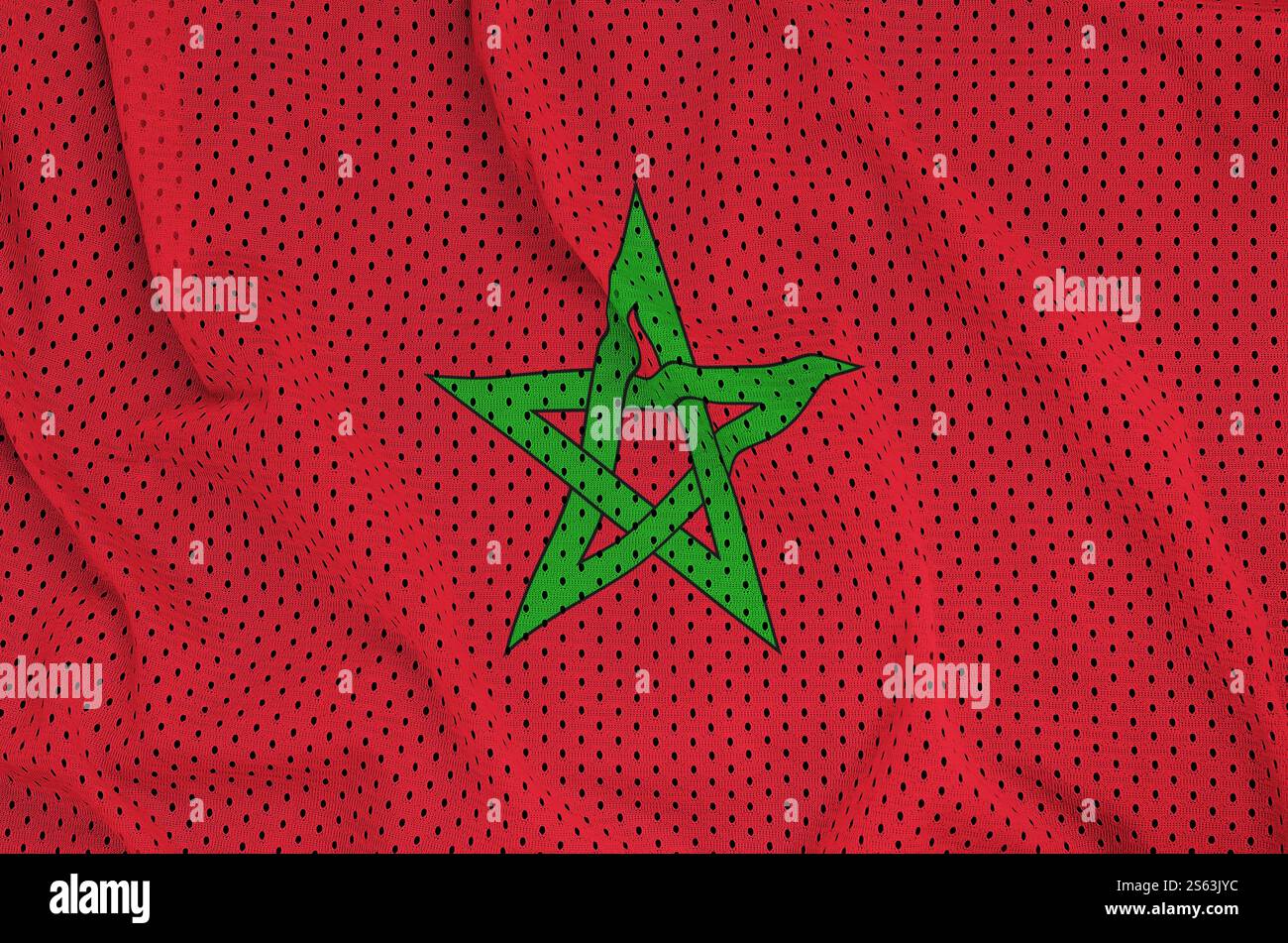 Morocco flag printed on a polyester nylon sportswear mesh fabric with ...