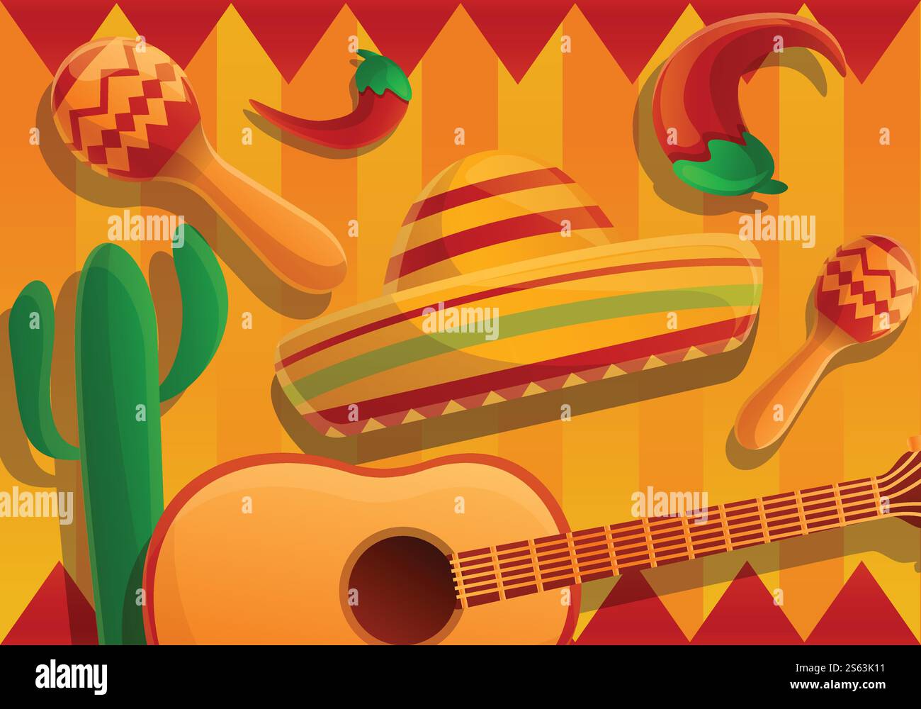 Mexican fiesta concept banner. Cartoon illustration of mexican fiesta ...