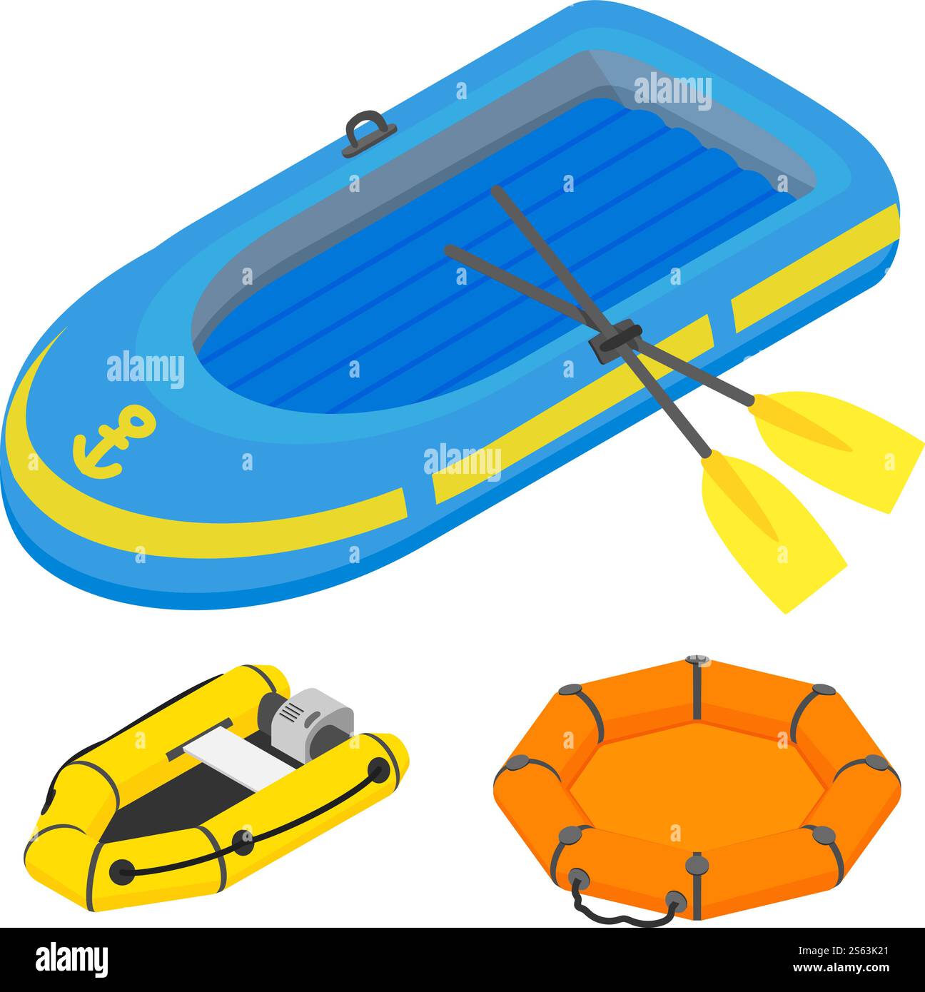 Inflatable Boat Icons Set Isometric Set Of Inflatable Boat Vector Icons For Web Design Isolated