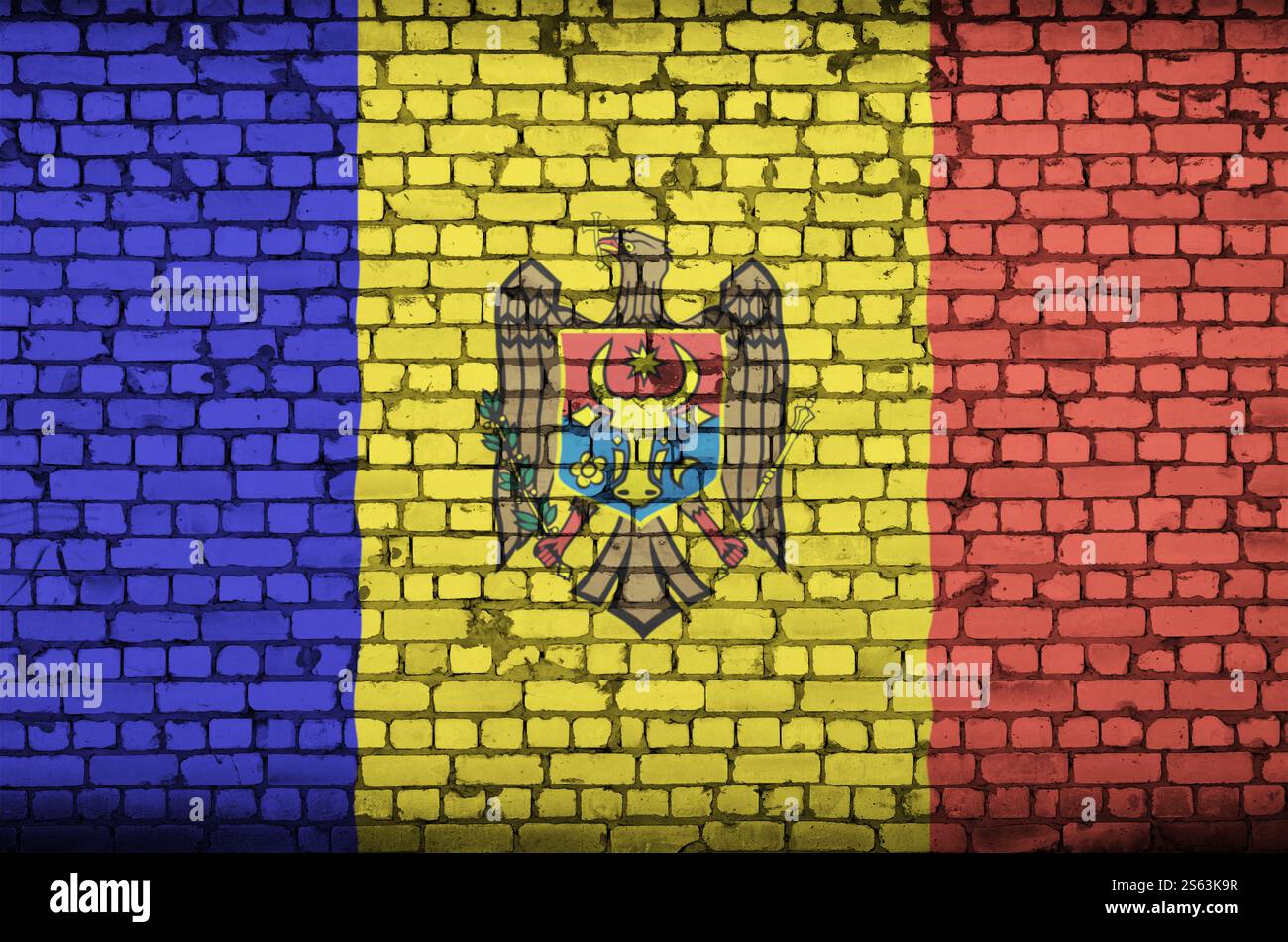 Moldova flag is painted onto an old brick wall Stock Photo - Alamy