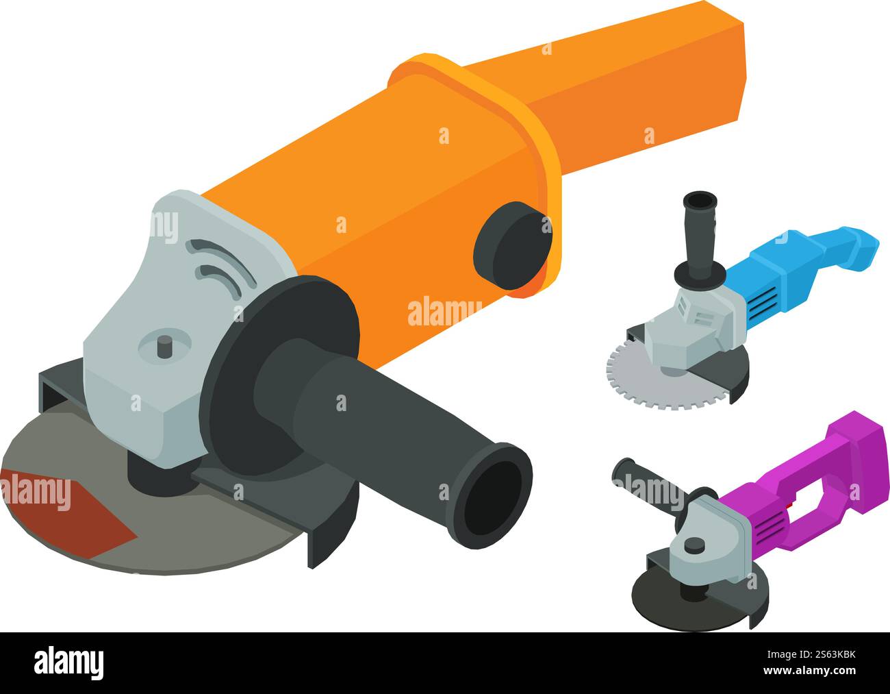 Angle grinder icons set. Isometric set of angle grinder vector icons ...