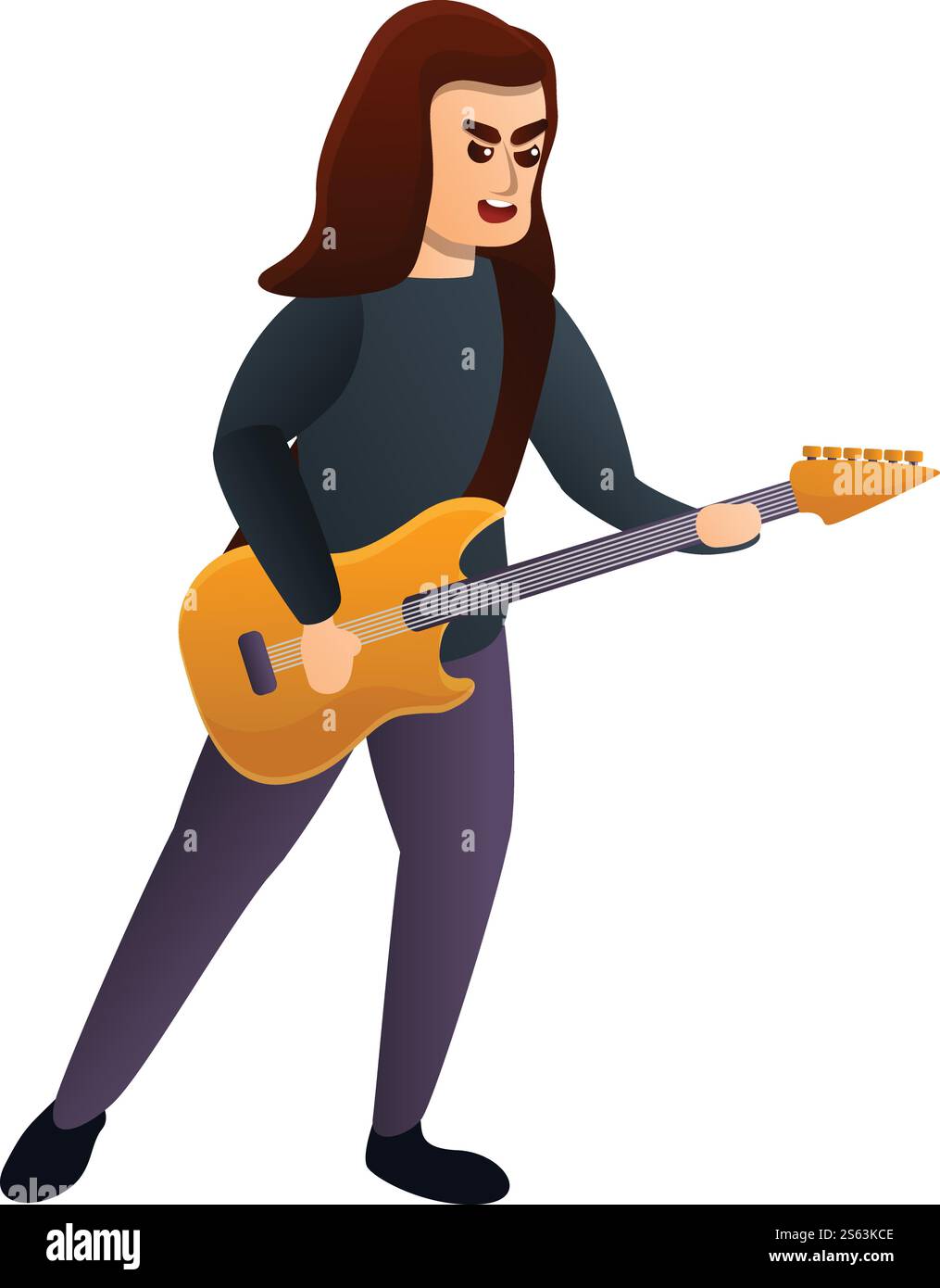 Electronic guitar singer icon. Cartoon of electronic guitar singer ...