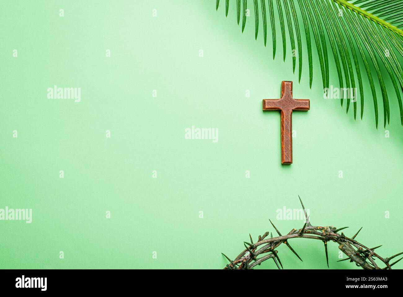 Palm Sunday, Holy Week or Easter template. Crown of thorns, wooden ...