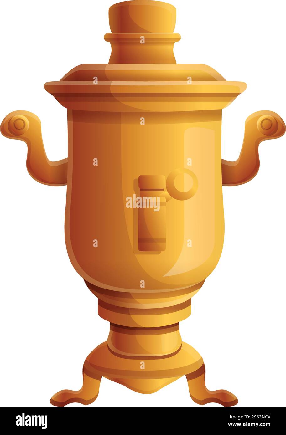 Yellow samovar icon. Cartoon of yellow samovar vector icon for web ...