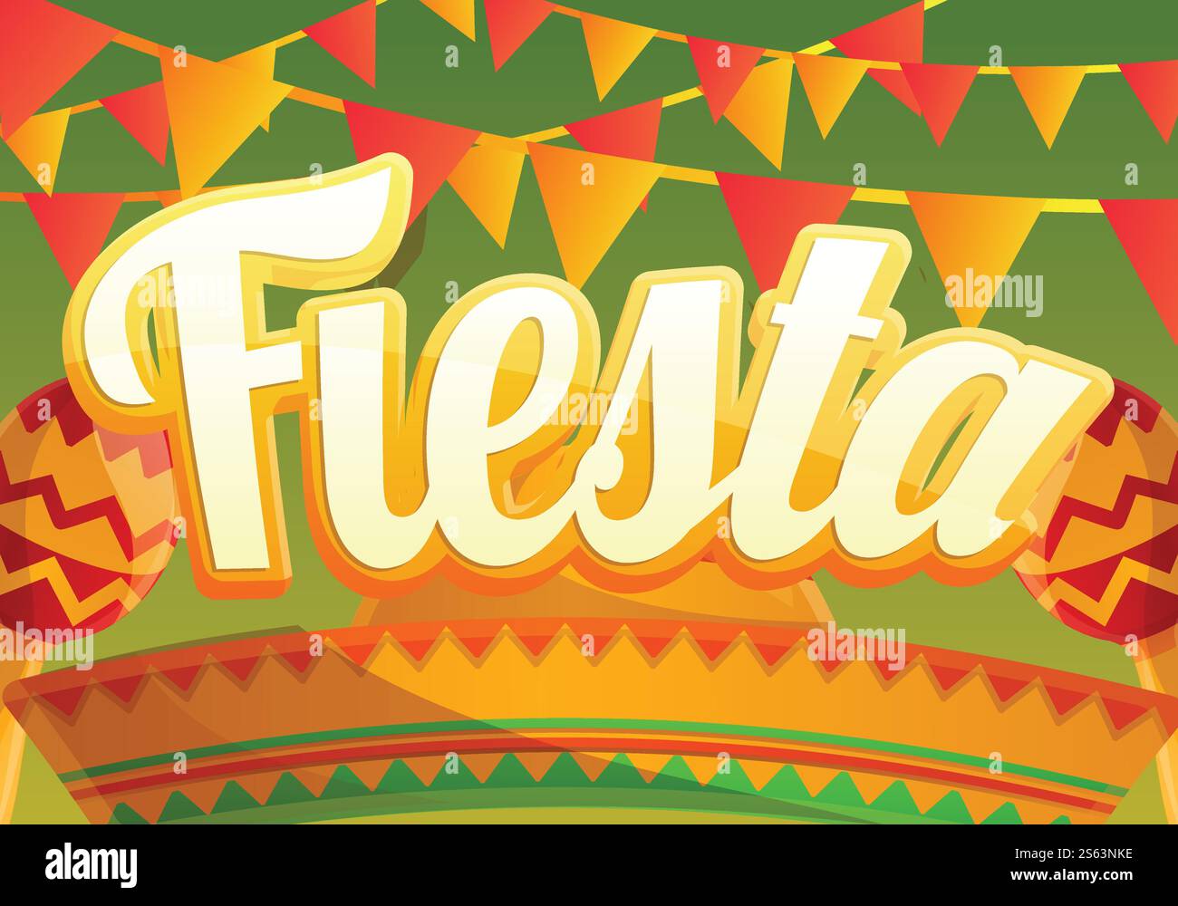 Fiesta party concept banner. Cartoon illustration of fiesta party ...