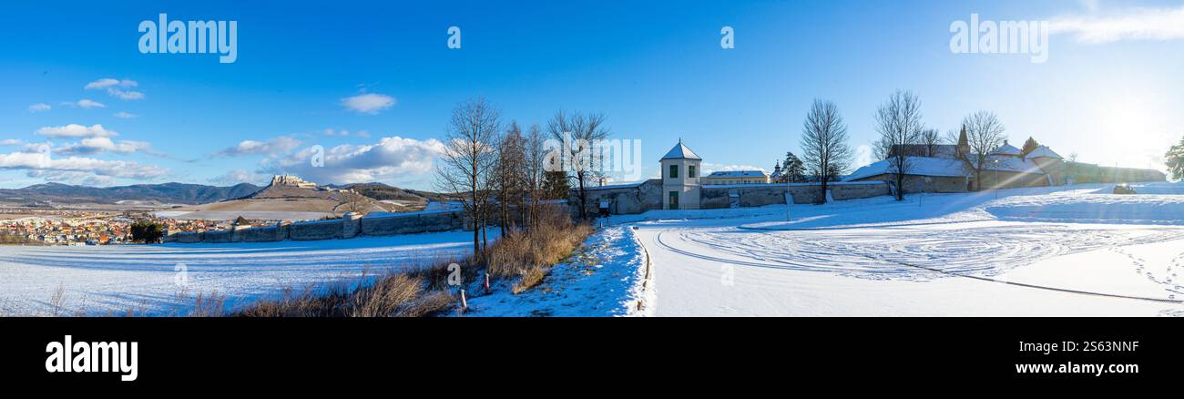 Panoramic winter view of Spis Castle in Slovakia, one of Central Europe ...