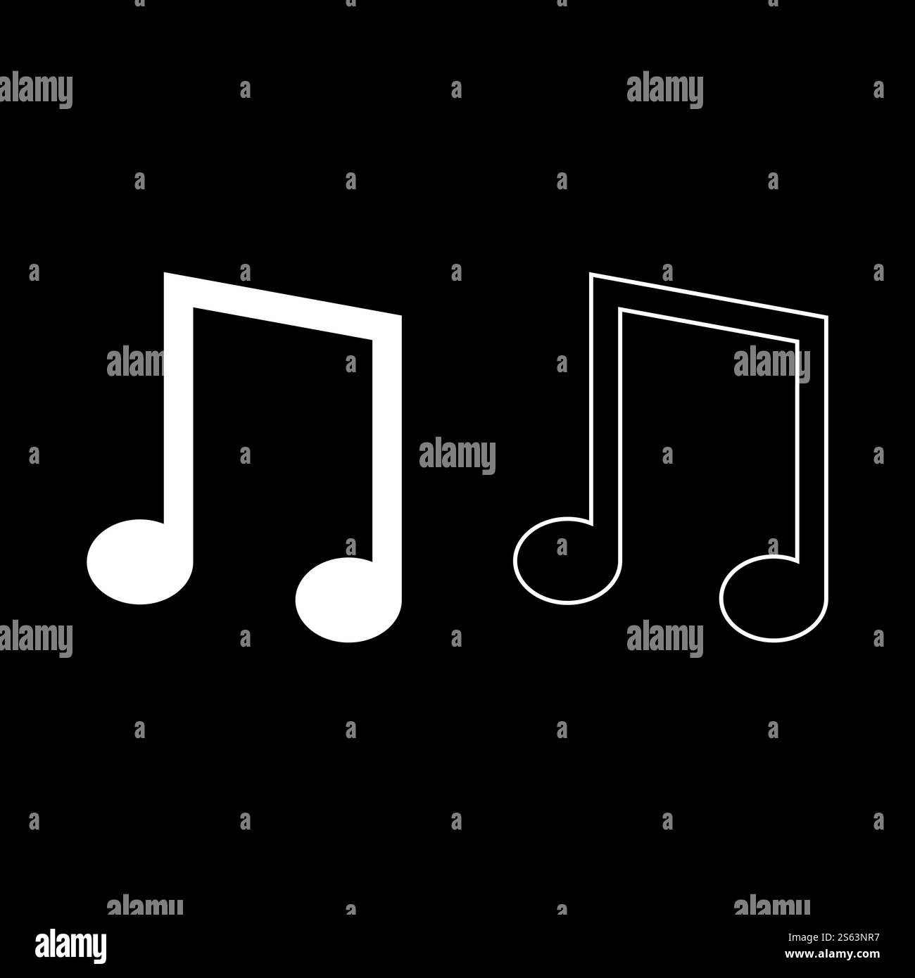 Eighth notes icon outline set white color vector illustration flat ...
