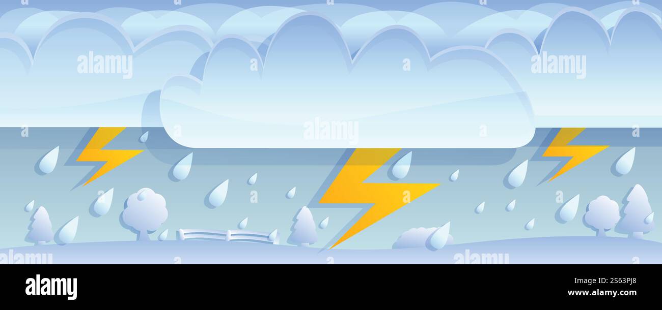 Thunderbolt storm concept banner. Cartoon illustration of thunderbolt ...