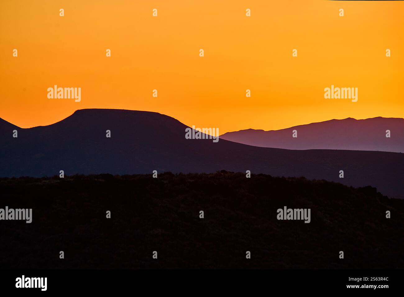 Sunset Silhouette of Gooseberry Mesa Hills Eye-Level View Stock Photo ...