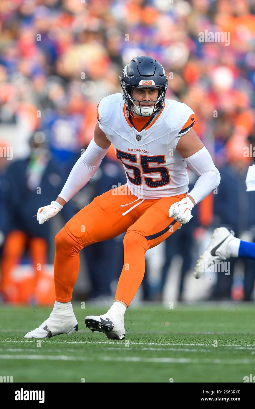 Denver Broncos linebacker Cody Barton (55) runs on the field during the ...