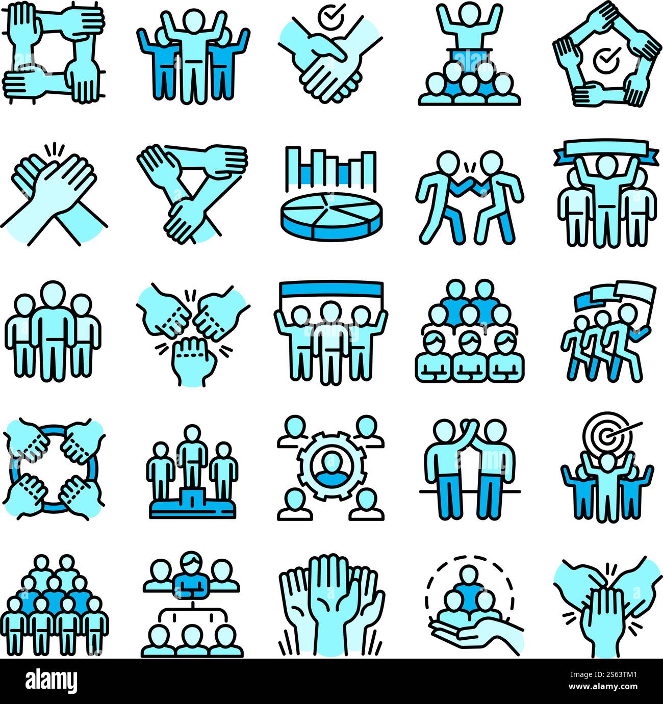 Cohesion icons set. Outline set of cohesion vector icons for web design ...